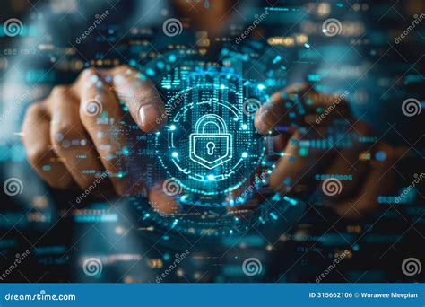 A Person Is Holding A Blue Screen With A Lock On It Stock Photo Image Of Business Protect