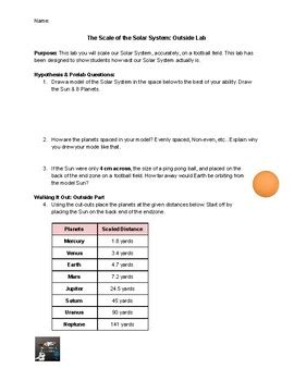 Scale Of The Solar System Lab By Engineering Futures TPT