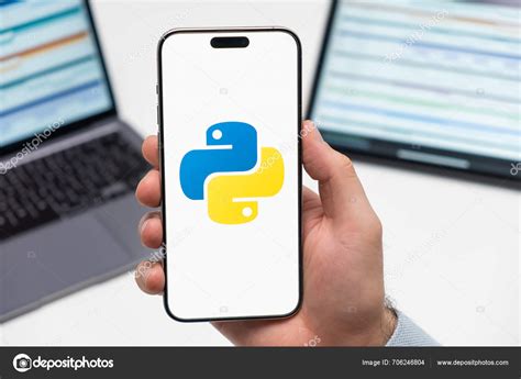 Prague Czech Republic January 2024 Python Logo Screen Smartphone Mans