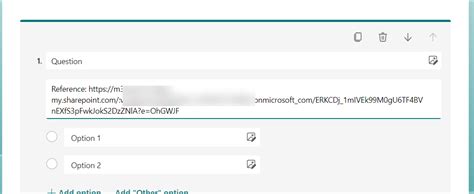 how do i create a clickable link or hyperlink in a section in ms form