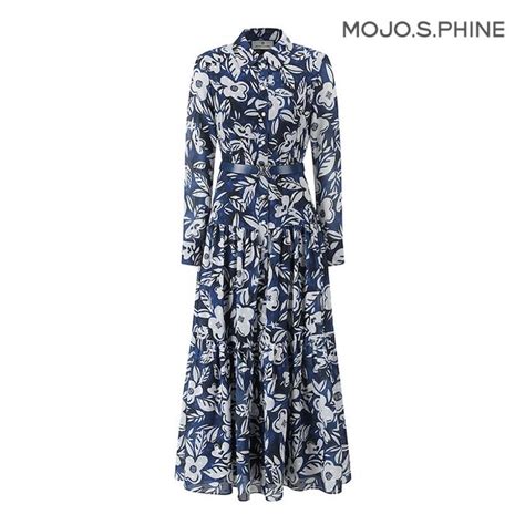 포스티 [모조에스핀] 카라넥 플라워 쉬폰 롱 원피스 Fl S241mse012