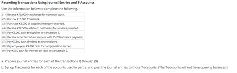 Solved Recording Transactions Using Journal Entries And