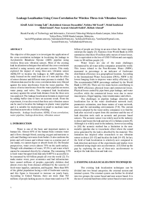 Pdf Leakage Localisation Using Cross Correlation For Wireless Three