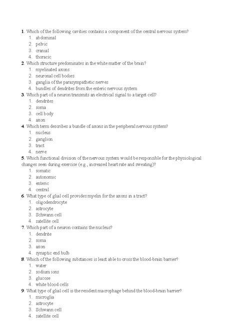 Hapi Mcq For Chap 9 And 10 Nervous System Mcq Which Of The Following Cavities Contains A