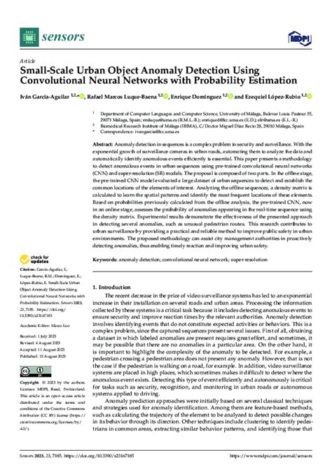 Pdf Small Scale Urban Object Anomaly Detection Using Convolutional