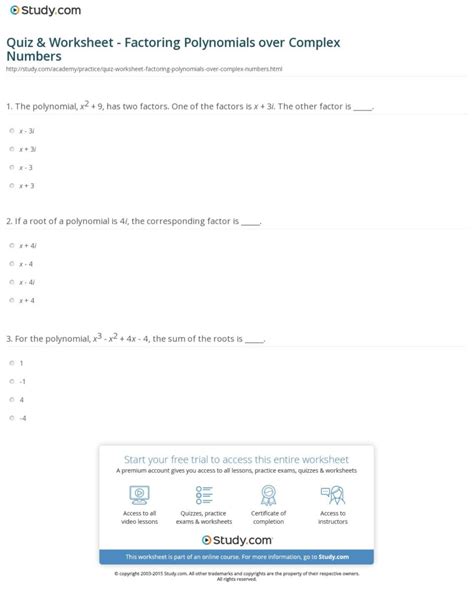 Factoring Special Binomials Worksheet