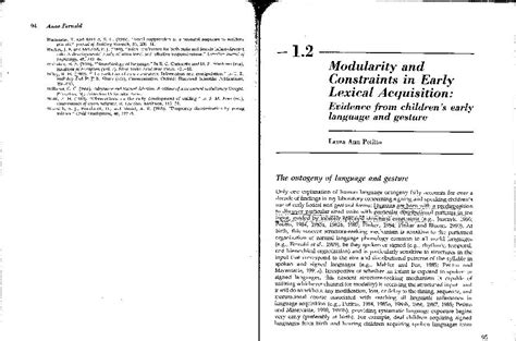 Modularity And Constraints In Early Lexical Acquisition Evidence From
