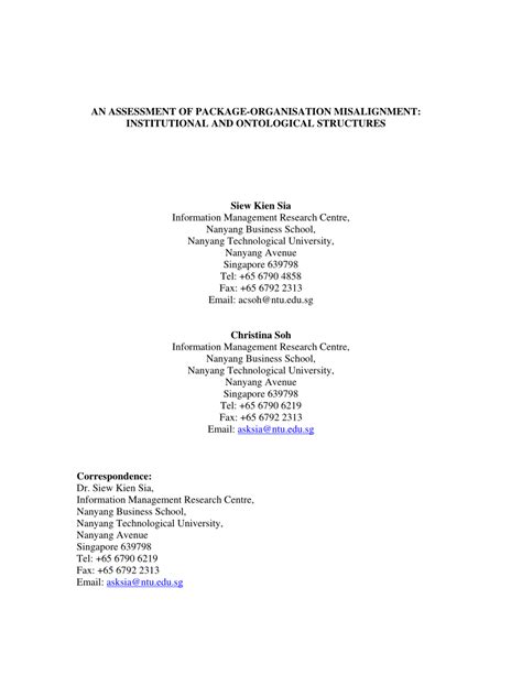 Pdf An Assessment Of Package Organisation Misalignment Institutional