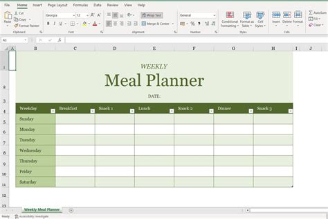 Weekly Meal Planner Excel Template Meal Planner Download Etsy