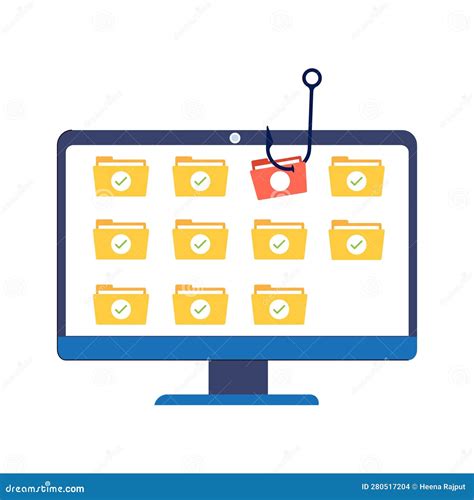 Phishing Stealing Confidential Data Document Folder From Pc Cyber Crime And Hacker Attack