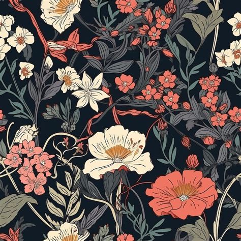 Premium Ai Image Floral Print With Botanical Flowers As A Seamless