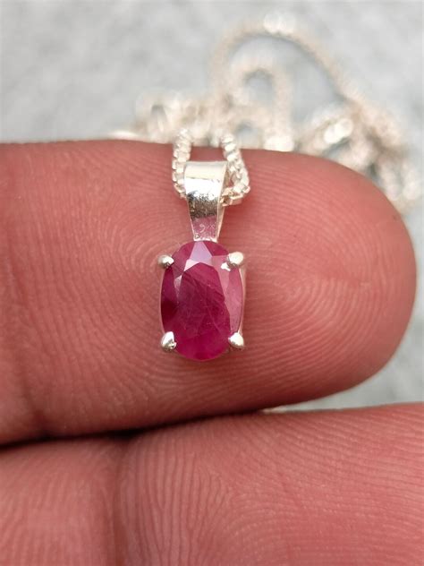 Certified Natural Genuine Ruby Necklace 925 Sterling Silver Pendant
