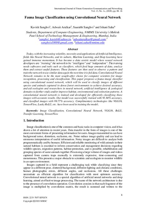 pdf fauna image classification using convolutional neural network