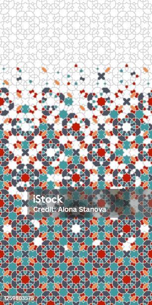 아라베스크 벽지 테두리 모자이크 원활한 벡터 패턴 분해와 기하학적 아라베스크 하프톤 테두리 패턴 기하 도형에 대한 스톡 벡터 아트 및 기타 이미지 Istock