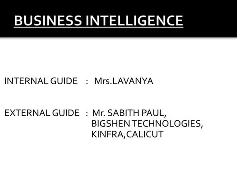 Business Intelligence Ppt Pptx
