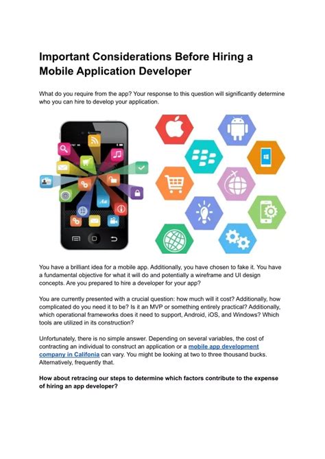 Ppt Important Considerations Before Hiring A Mobile Application