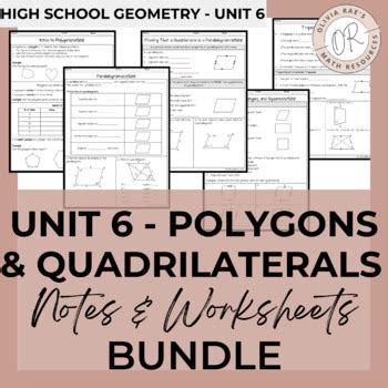 Geometry Unit 6 Polygons And Quadrilaterals Notes And Worksheets Bundle