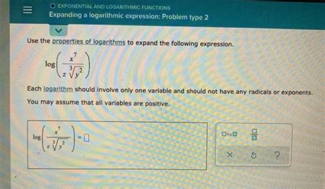 Solved O Exponential And Logarithmic Functions Expanding A