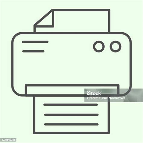 프린터 가는 선 아이콘입니다 사무실 레이저 제트 인쇄 기계 윤곽 선 스타일 흰색 배경에 그림 모바일 개념 및 웹 디자인에 대한