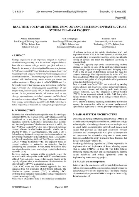 Pdf Real Time Volt Var Control Using Advance Metering Infrastructure System In Faham Project