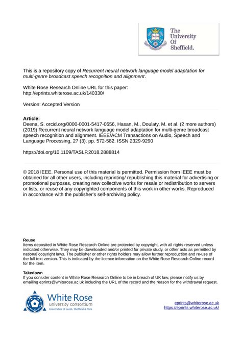Pdf Recurrent Neural Network Language Model Adaptation For Multi