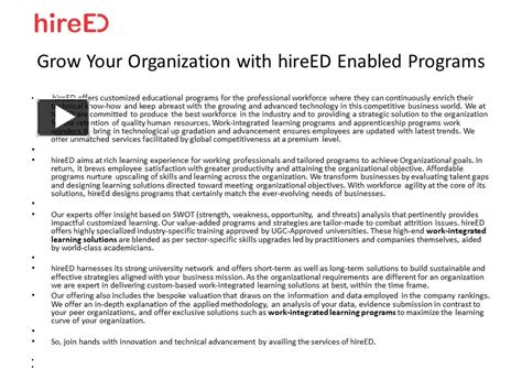 PPT HireED Forays Into Work Integrated Learning Program For Working Professionals PowerPoint