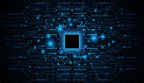 마더보드의 Cpu 칩중앙 컴퓨터 프로세서 Cpu 개념 양자 컴퓨터 대용량 데이터 처리 데이터베이스 개념 미래형 마이크로칩 프로세서 디지털 칩 가상현실에 대한 스톡 벡터 아트