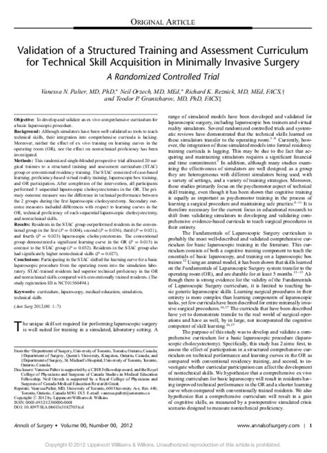 Pdf Validation Of A Structured Training And Assessment Curriculum For Technical Skill