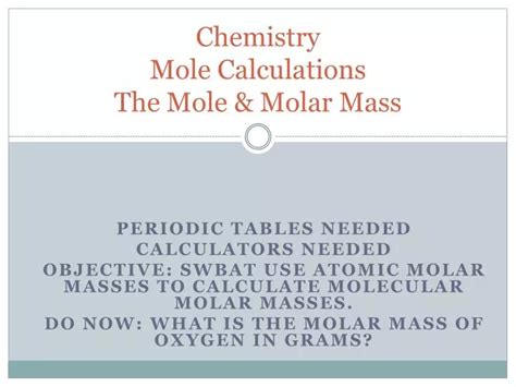 PPT Chemistry Mole Calculations The Mole Molar Mass PowerPoint Presentation ID
