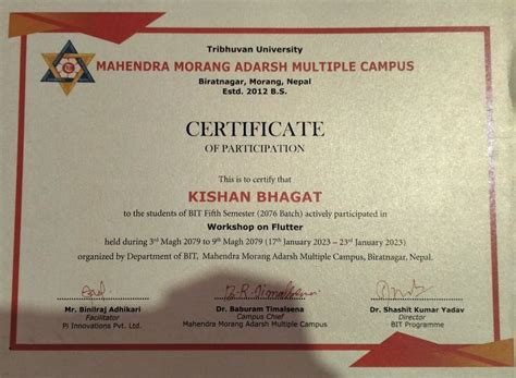 Completed Workshop On Flutter Via Pi Innovations Kishan Bhagat