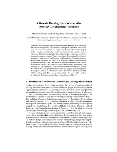 pdf a generic ontology for collaborative ontology development workflows