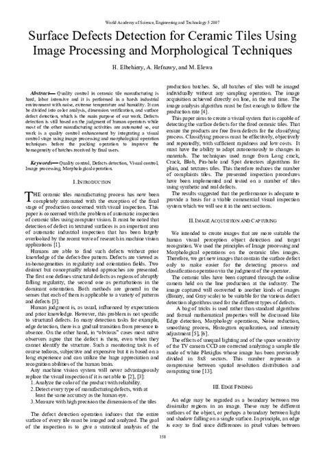 Pdf Surface Defects Detection For Ceramic Tiles Using Image