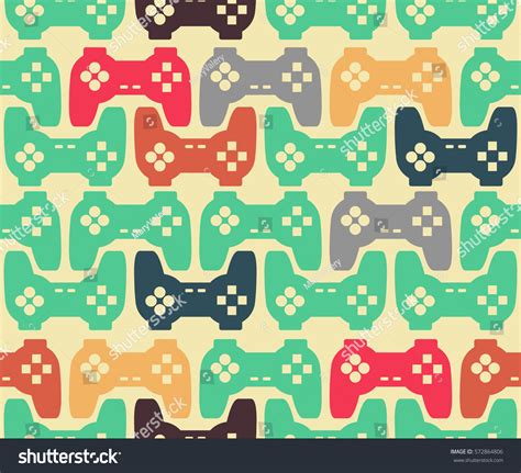 Joystick Seamless Pattern Retro Gamepad Texture Stock Vector Royalty
