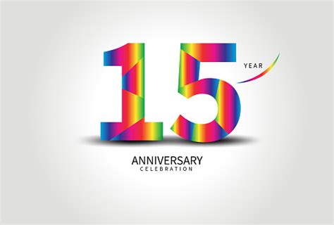 15 주년 기념 축하 로고 다채로운 벡터 15 번호 디자인 15 번째 생일 로고 로고 타입 축하를위한 벡터 기념일 초대 카드 인사말 카드 로고 번호 기념일 15에 대한 스톡
