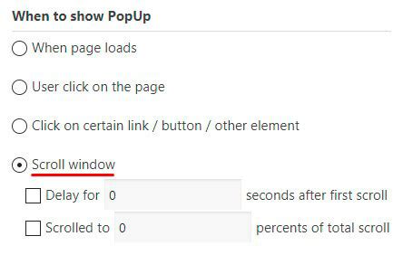 Can We Show Popup Only When User Is Scrolling Supsystic