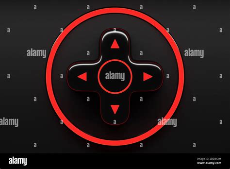 3d Illustration Keyboard Buttons Joystick Control Keys With Neon Red Light On Black Background