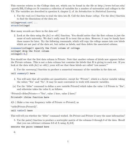 Solved This Exercise Relates To The College Data Set Which