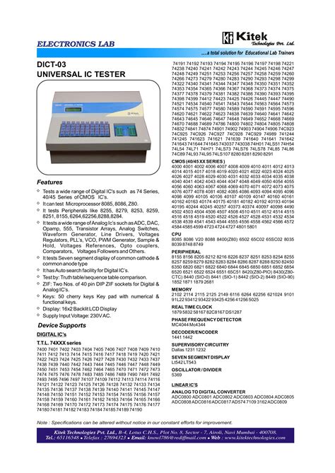 Universal Testing Equipment Linear Ic Tester Dict 03