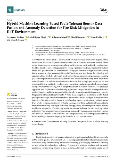 Pdf Hybrid Machine Learning Based Fault Tolerant Sensor Data Fusion And Anomaly Detection For