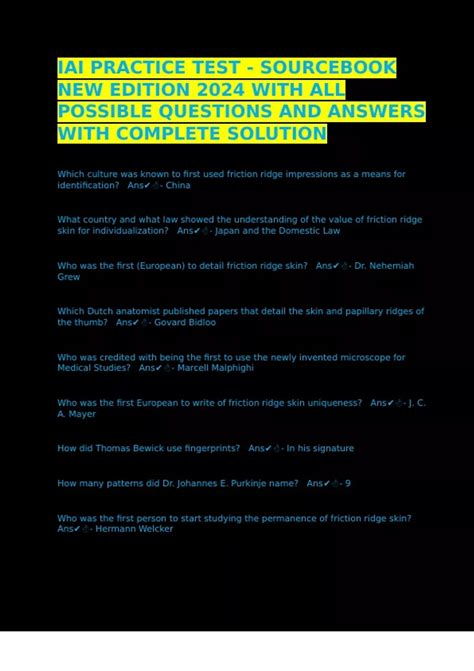 Iai Practice Test Sourcebook New Edition 2024 With All Possible Questions And Answers With