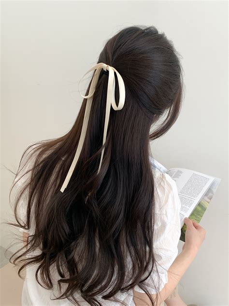 ෆ여신무드ෆ 여리여리 아나엘 리본 롱 테일 헤어끈 2color 반묶음 포니테일 뒷모습여신 여신룩 개강 봄코디 벚꽃놀이 헤어끈