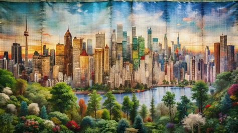 Urban Jungle An Abstract Tapestry Of Cityscapes And Nature Generative Ai Neural Artwork Stock