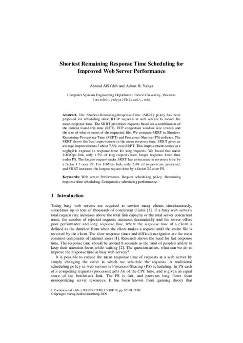 Pdf Shortest Remaining Response Time Scheduling For Improved Web