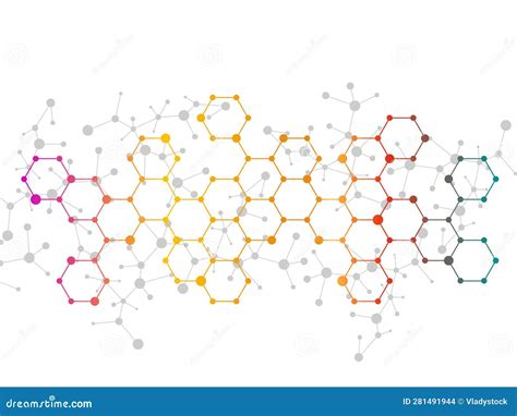 Abstract Hexagonal Molecules Molecular Structure Of Dna Technology Background Stock Vector