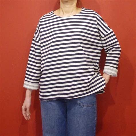 イタリア製ボーダースウェット 長袖カットソー レディース ロンt Tシャツ トップス ボートネック ゆったり おしゃれ 新品 春 秋 T