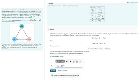 Solved In The Activity Click On The Ecell And Keq Chegg Com