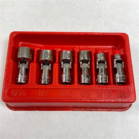 Snap On 6 Pc 1 4 Drive 12 Point Sae Flank Drive Shallow Universal Socket Set 106tmua Shop