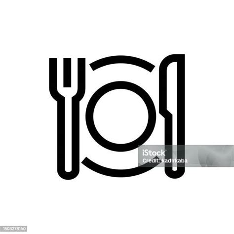 식사 시간 및 접시 포크 나이프 레스토랑 라인 아이콘 디자인 픽셀 퍼펙트 편집 가능한 스트로크 로고 기호 기호 검은색에 대한