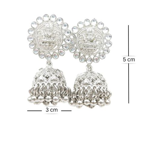 Silver Jhumki With Laxmi Jis Motif Kallos Jewellery
