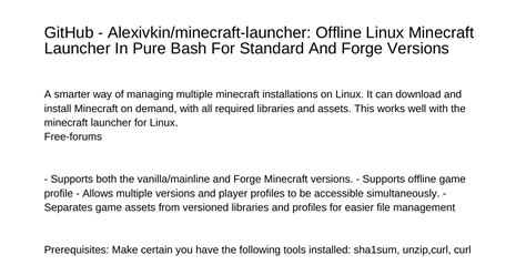 GitHub Alexivkinminecraftlauncher Offline Linux Minecraft Launcher In